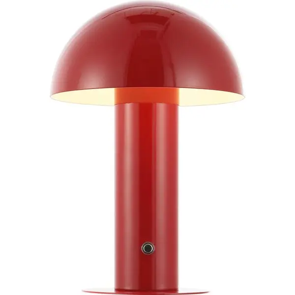 JONATHAN Y Boletus Contemporary Bohemian Rechargeable/cordless Iron Integrated Portable Led Mushroom Table Lamp - Red