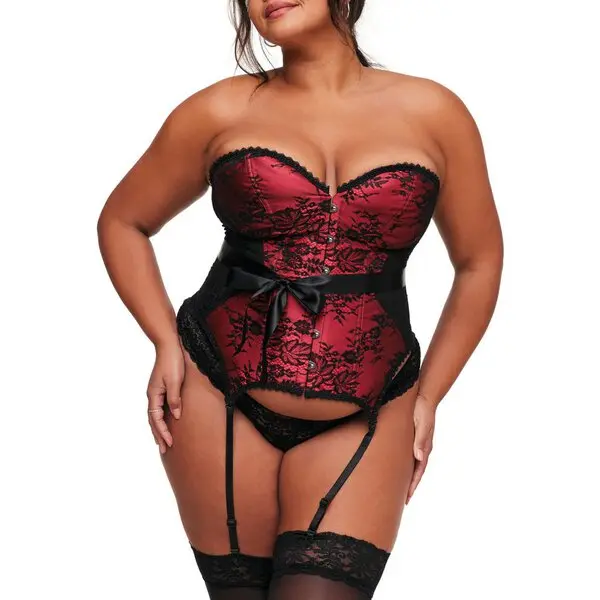 ADORE ME Jasmine Boned Corset & Thong Set - Black