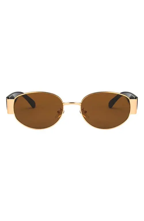 FIFTH & NINTH Elliot Oval Sunglasses - Brown/gold
