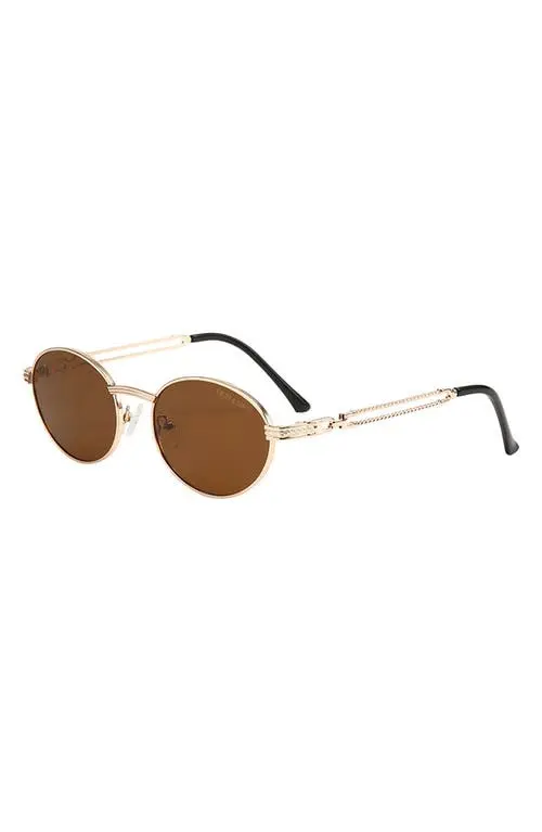 FIFTH & NINTH Blake 52mm Polarized Oval Sunglasses - Brown/gold
