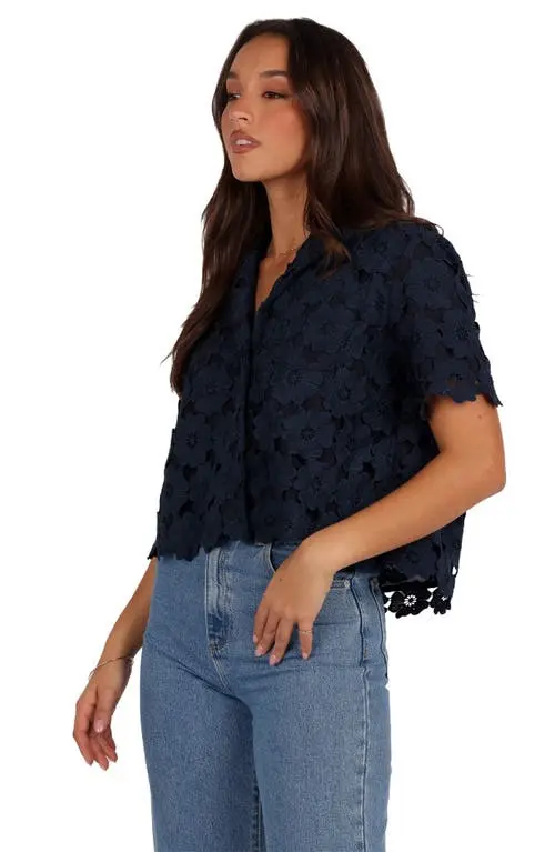 PETAL & PUP Floral Lace Camp Shirt