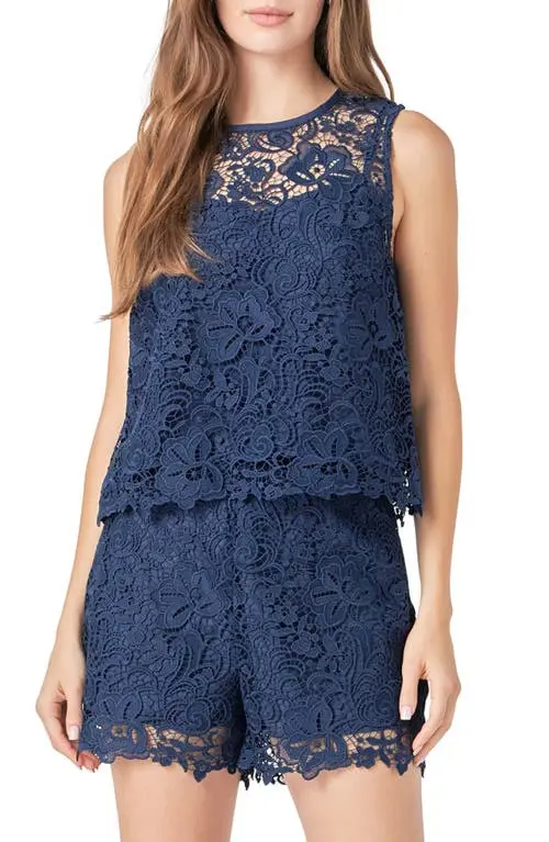 Endless Rose Deco Lace Top - Navy