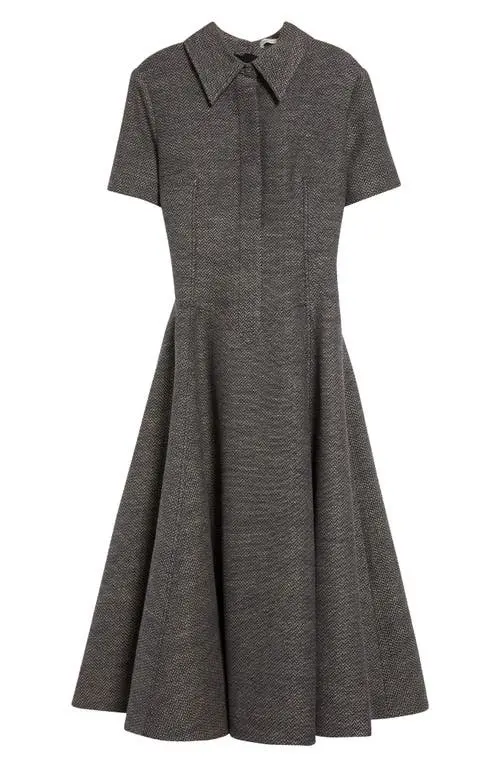EMILIA WICKSTEAD Jody Stretch Cotton & Linen Herringbone Midi Shirtdress
