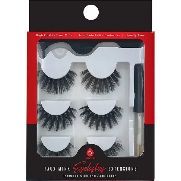 PURSONIC Faux Mink Style False Eyelashes Extensions - Black