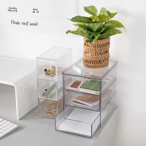 MDESIGN Plastic 3 Drawer Stackable Organizer For Bathroom Storage