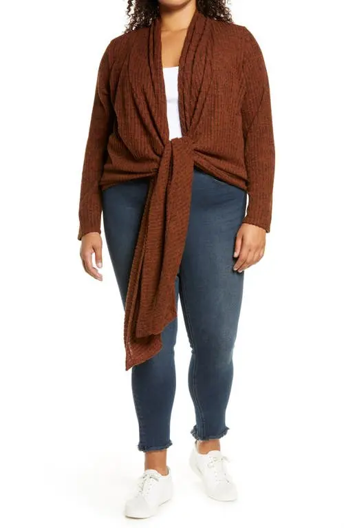 Loveappella Tie-front Cardigan - Rust