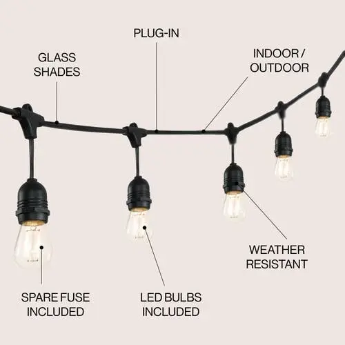 JONATHAN Y 15-light Indoor/outdoor Rustic Industrial Led S14 Edison Buld String Lights