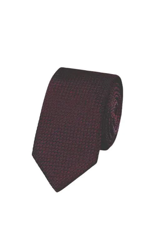 CHARLES TYRWHITT Grenadine Italian Neck Tie - Burgundy Red