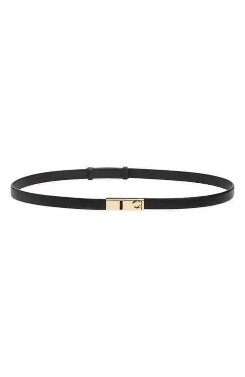FERRAGAMO Hug Gancio Expandable Leather Belt - Nero