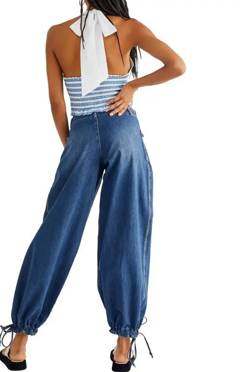 Free People High Waist Barrel Leg Jeans - Juno