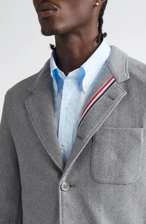 Thom Browne Double Face Knit Cotton Sack Jacket - Medium Grey