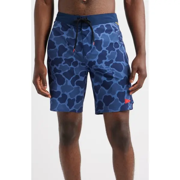 FLORENCE F1 Pro Hawaii Camo Water Repellent Board Shorts - Dark Navy