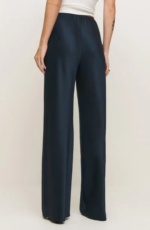 REFORMATION Gale High Waist Satin Pants - Midnight