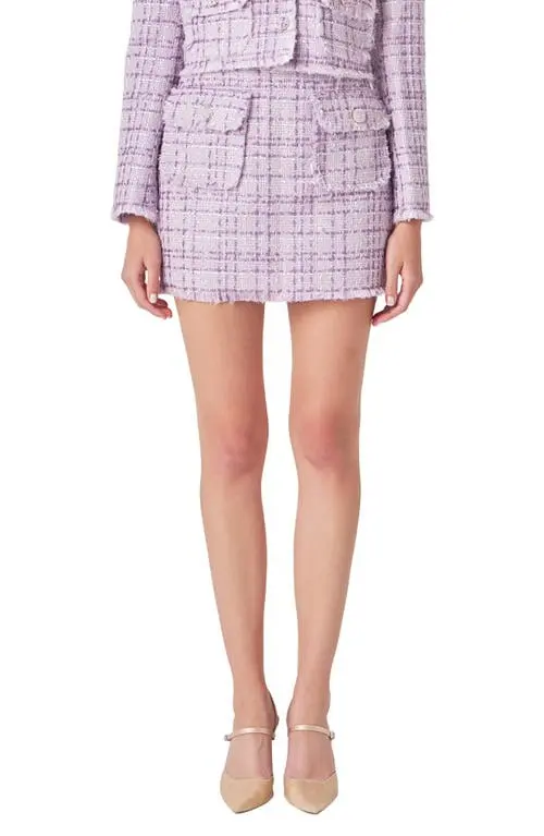 Endless Rose Tonal Check Bouclé Tweed Miniskirt