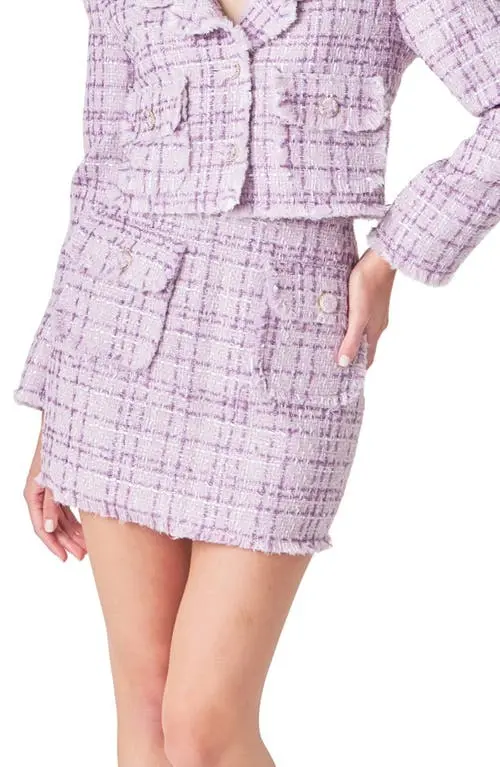Endless Rose Tonal Check Bouclé Tweed Miniskirt