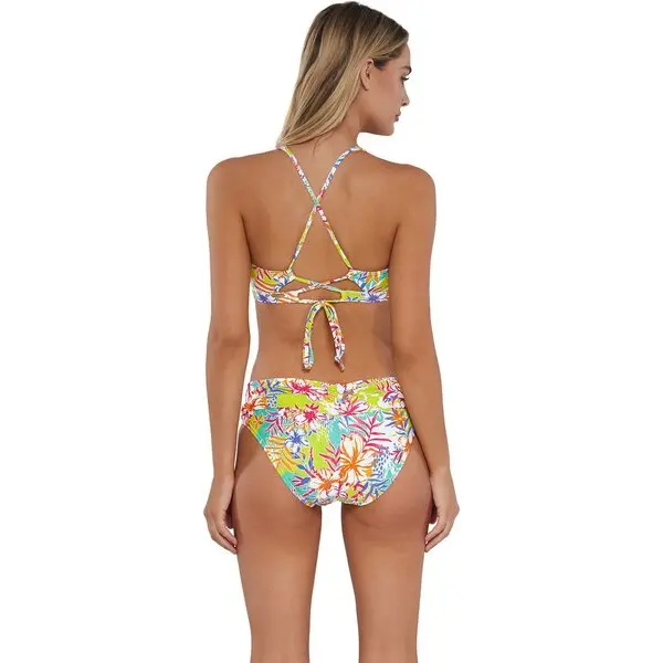 SUNSETS Unforgettable Shirred Bikini Bottom - Botanical Bliss Sandbar Rib