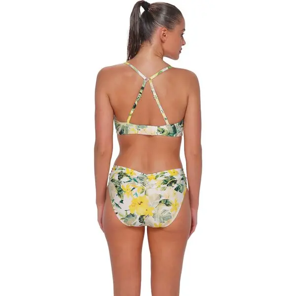 SUNSETS Unforgettable Shirred Bikini Bottom - Isla Soleil Crepe