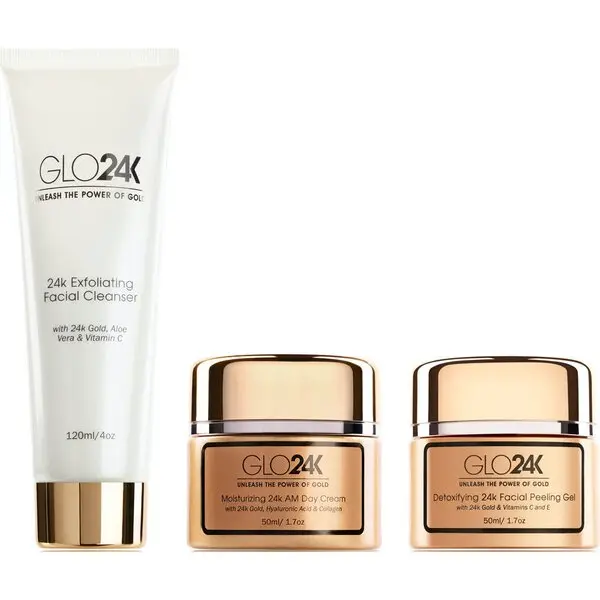 GLO24K 24k Gold Moisturizing Day Cream, Peeling Gel - Na