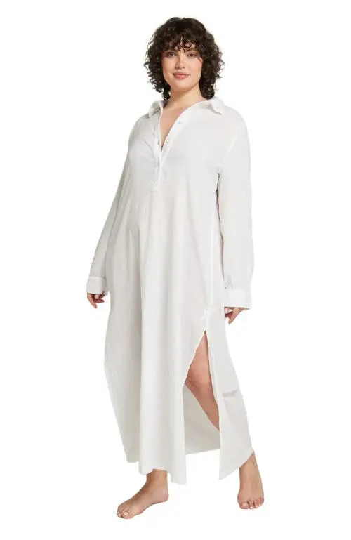 NUDEA Long Sleeve Maxi Shirt - Cotton White