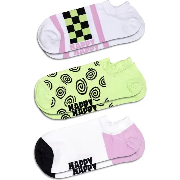 Happy Socks Assorted 3-pack Invisible Socks - White Multi