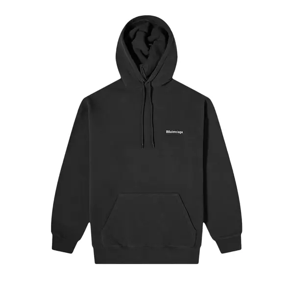 Balenciaga Corporate Logo Popover Hoodie - Black