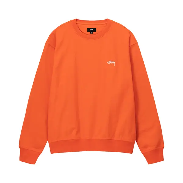 StüSsy Overdyed Stock Logo Crew - Orange | Editorialist