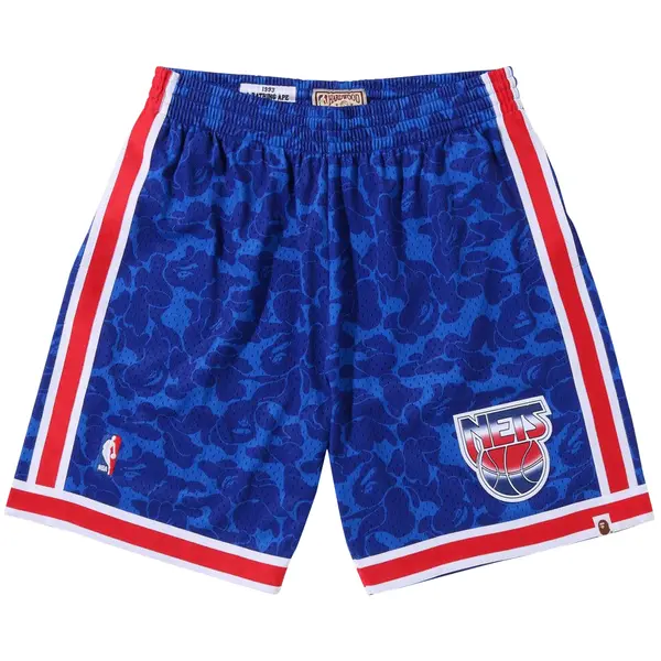 A BATHING APE X Mitchell & Ness New Jersey Nets Shorts - Blue