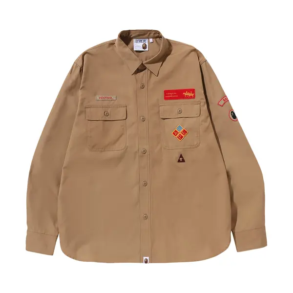 A BATHING APE Boyscout Relaxed Fit Shirt 'beige