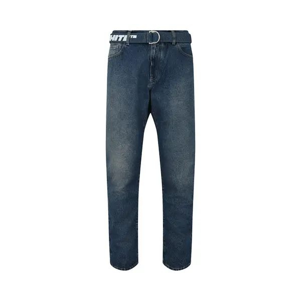 Off-White Tapered Belted Jeans