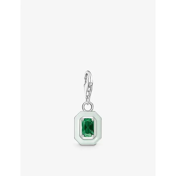 THOMAS SABO Octagon Sterling-silver And Enamel Pendant Charm - Silver & Enamel