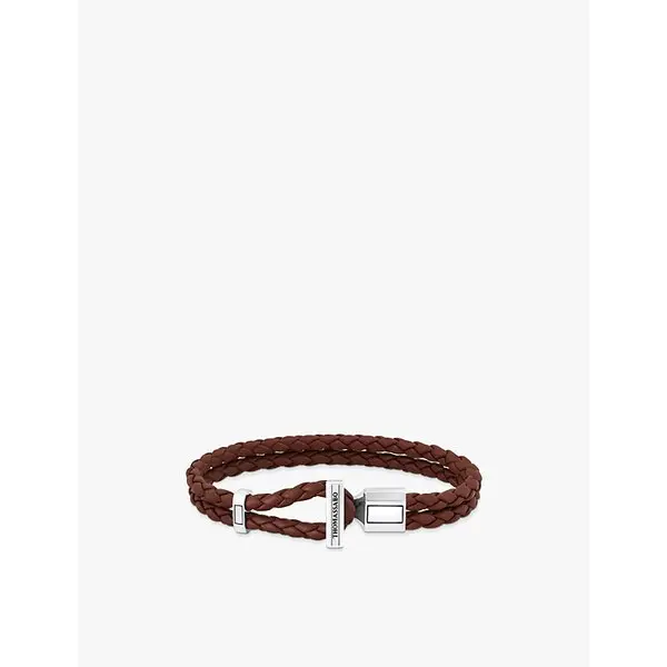 THOMAS SABO Logo-engraved Braided Bracelet - Silver & Leather