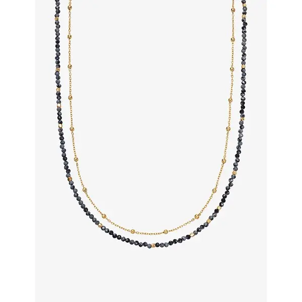 Astley Clarke Biography Snowflake Obsidian Vermeil Necklace - Yellow Gold Vermeil