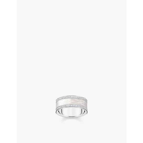 THOMAS SABO Band 925 Sterling Silver, Enamel And Zirconia Ring - Silver Enamel & Cz