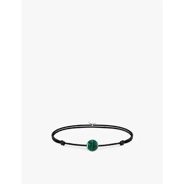 THOMAS SABO 925 Sterling Silver And Malachite Beaded Bracelet - Textile & Malachite