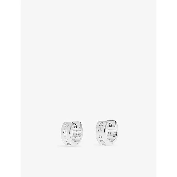 APM MONACO Pave Cubic Zirconia Huggie Earrings - Silver