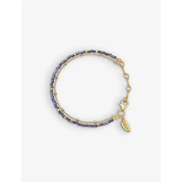 Astley Clarke Biography Feather Charm Iolite Bracelet - Yellow Gold Vermeil
