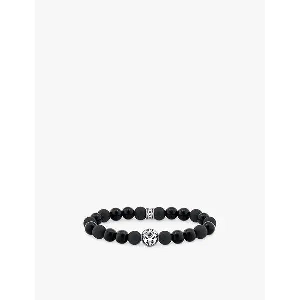 THOMAS SABO Engraved Beaded Bracelet - 925 Blackened Silver