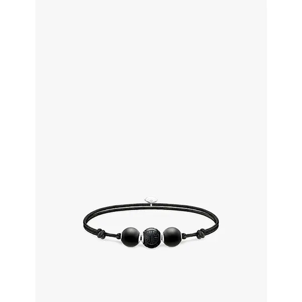THOMAS SABO 925 Sterling Silver And Obsidian Beaded Bracelet - Textile & Obsidian