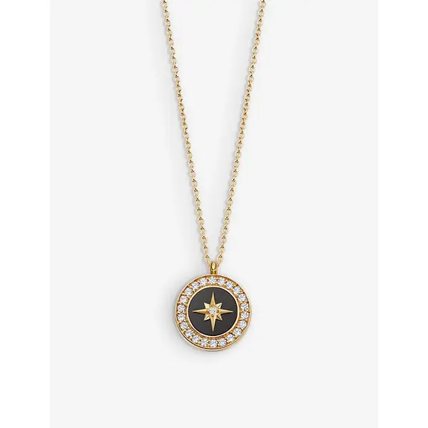 Astley Clarke Polaris 18ct Black Onyx And White Sapphire Locket Necklace - Yellow Gold Vermeil