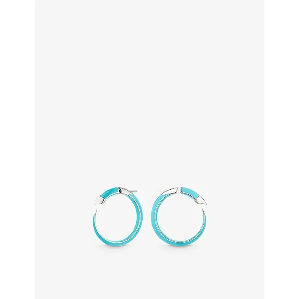 SHAUN LEANE Sabre Solis Sterling And Enamel Hoop Earrings - Silver