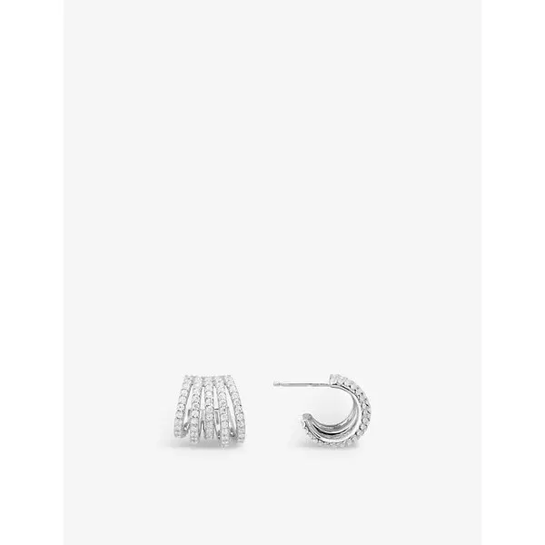 Apm Monaco Five-Hoop Sterling And Zirconia Earrings Silver