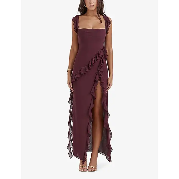 ariela ruffle maxi dress House OF CB Ariela Ruffle-Trim Woven Maxi Dress