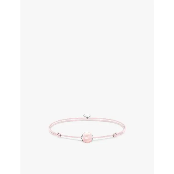 THOMAS SABO 925 Sterling Silver And Rose Quartz Beaded Bracelet - Textile & Quartz