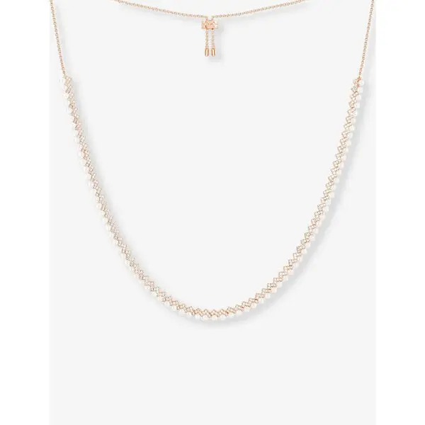 APM MONACO Up And Down Zirconia And Pearl Necklace - Rose Gold