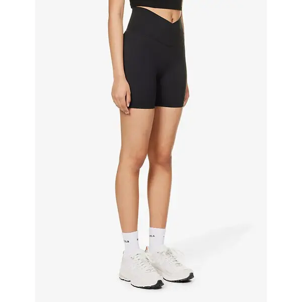 ADANOLA High-rise Wrap-over Crop Biker Shorts