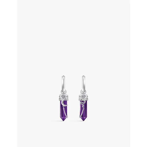 THOMAS SABO Chain-drop Sterling-silver And Imitation Amethyst Earrings