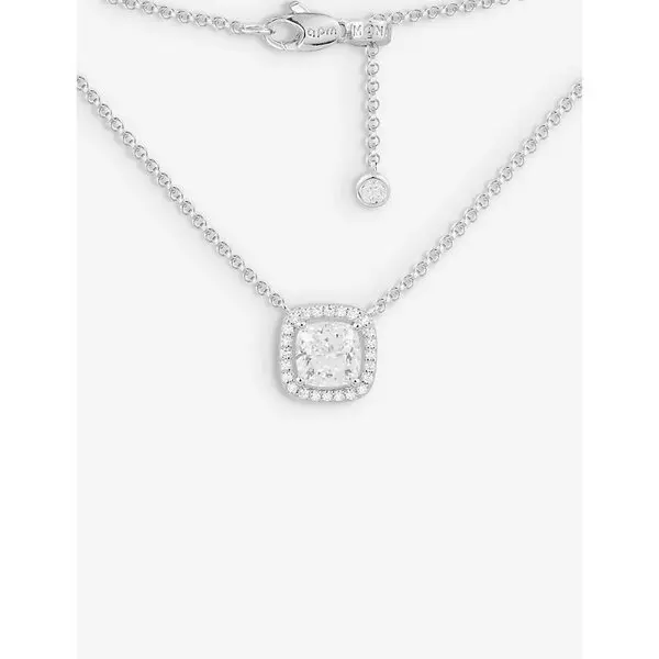 APM MONACO Sterling Cubic Zirconia Square Pendant Necklace - Silver