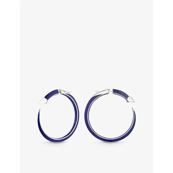 SHAUN LEANE Sabre Solis Sterling And Enamel Hoop Earrings - Silver