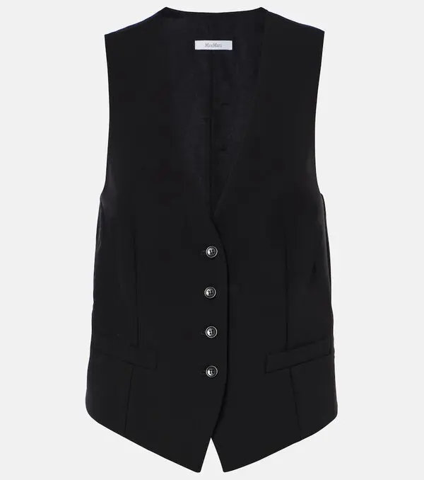 Max Mara Buttoned Jersey Vest - Black