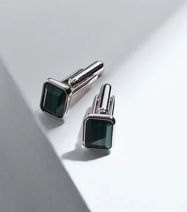 Mateo Sterling Cufflinks With Malachites